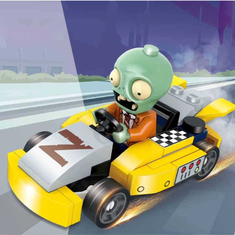 Plants vs. Zombies Kart Basic Zombie Pull-Back Building Block Set - One ...