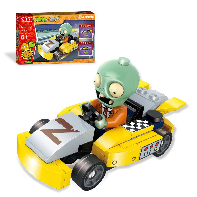 Plants vs. Zombies Kart Basic Zombie Pull-Back Building Block Set - One ...