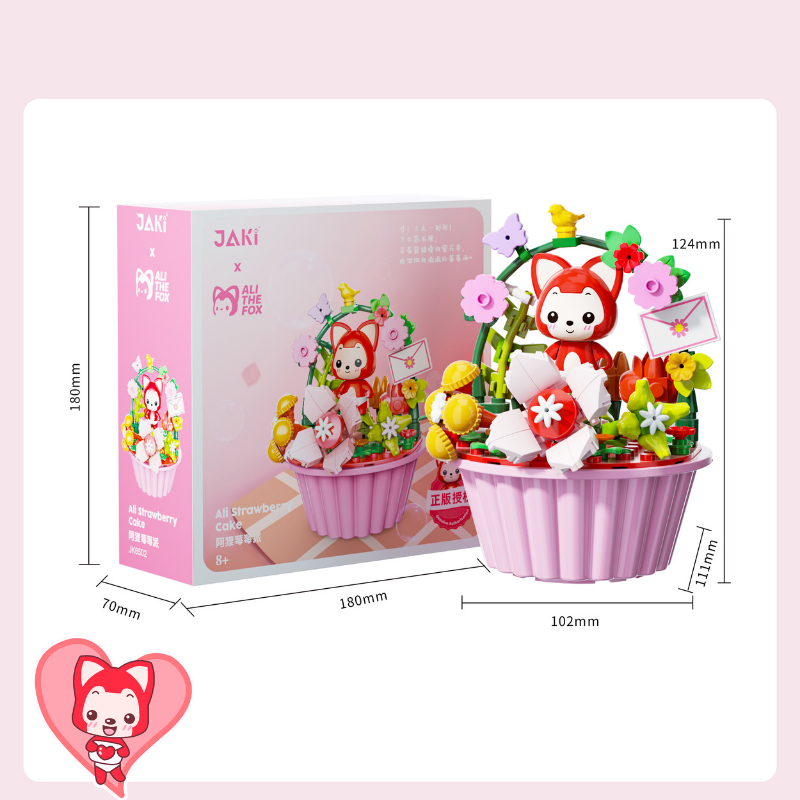 Ali the Fox Sweet Party Strawberry Cupcake Building Block Set - One Quarter