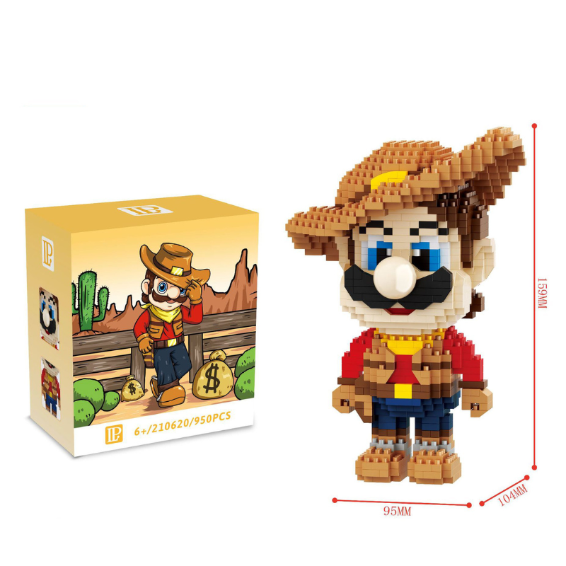Super Mario Odyssey Cowboy Mario Micro-Diamond Particle Building Block ...