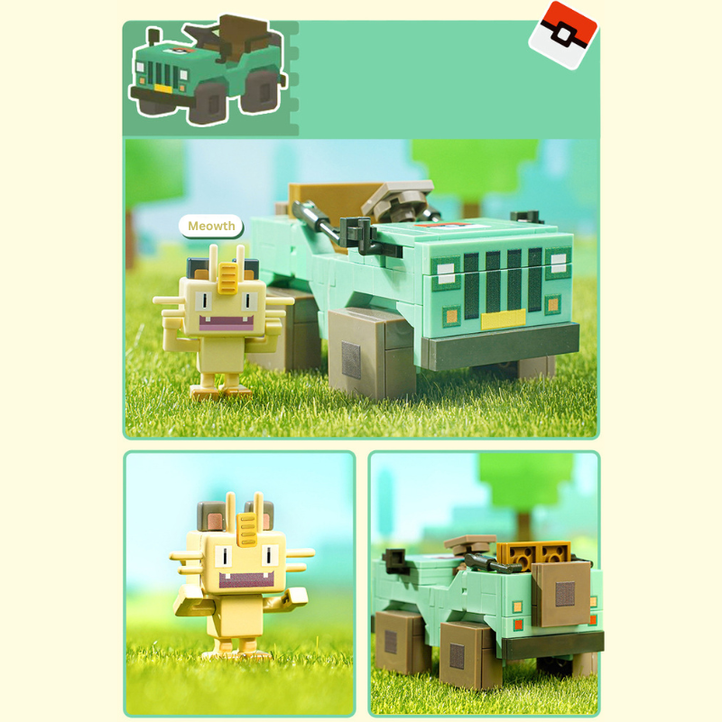 Pokémon Quest Meowth and Jeep Building Block Set - One Quarter